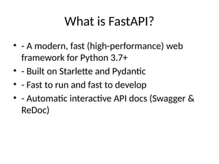 FastAPI_with_Python_Presentation Fast Modern and Easy to Use | PPTX