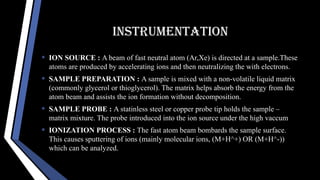 FAST ATOM BOMBARDMENT.pptx spectroscopy topics instrumentation | PPTX