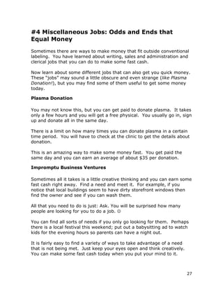 Fast cash now | PDF | Career Advice | Careers