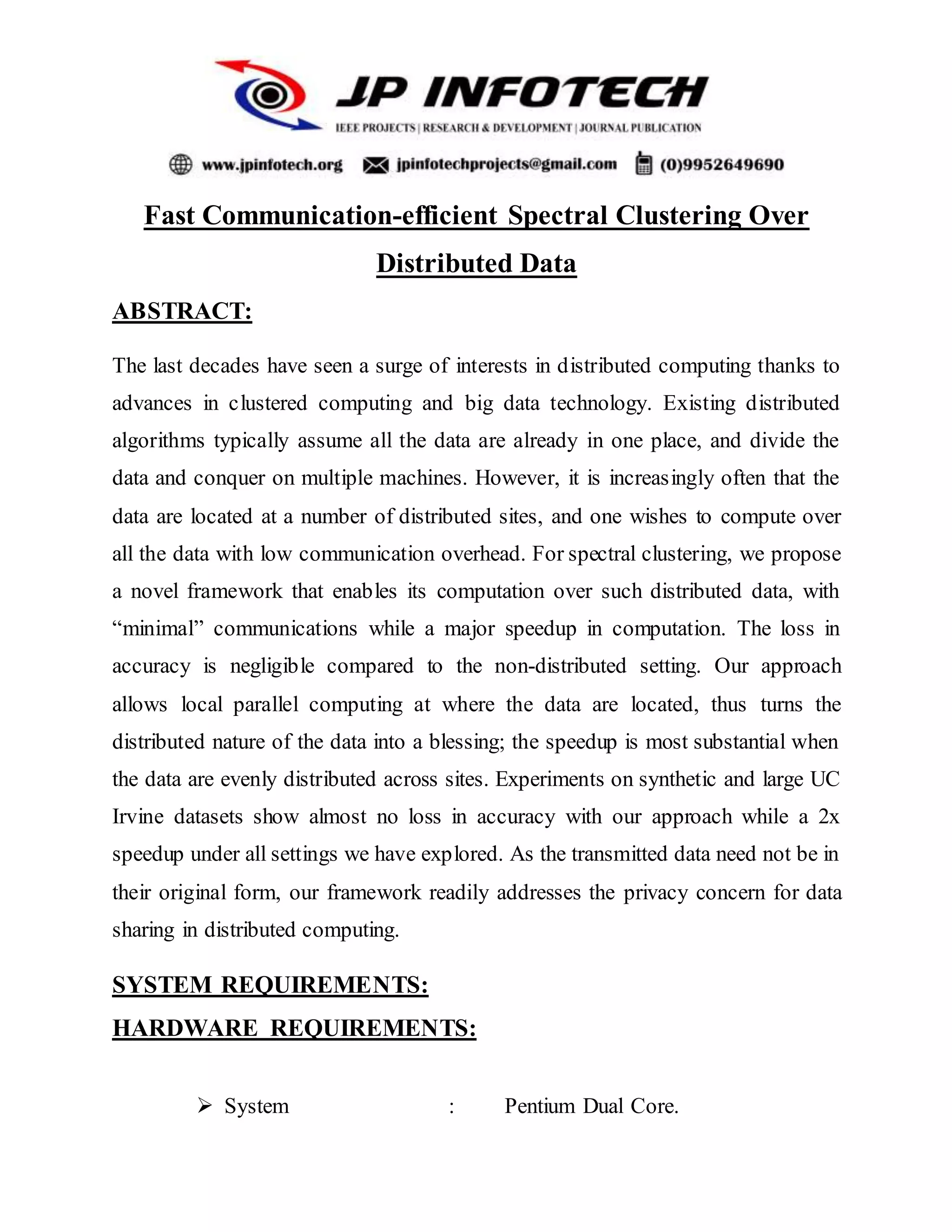 Fast Communication Efficient Spectral Clustering Over Distributed Data Pdf 