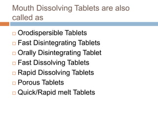 Fast dissolving tablets | PPTX