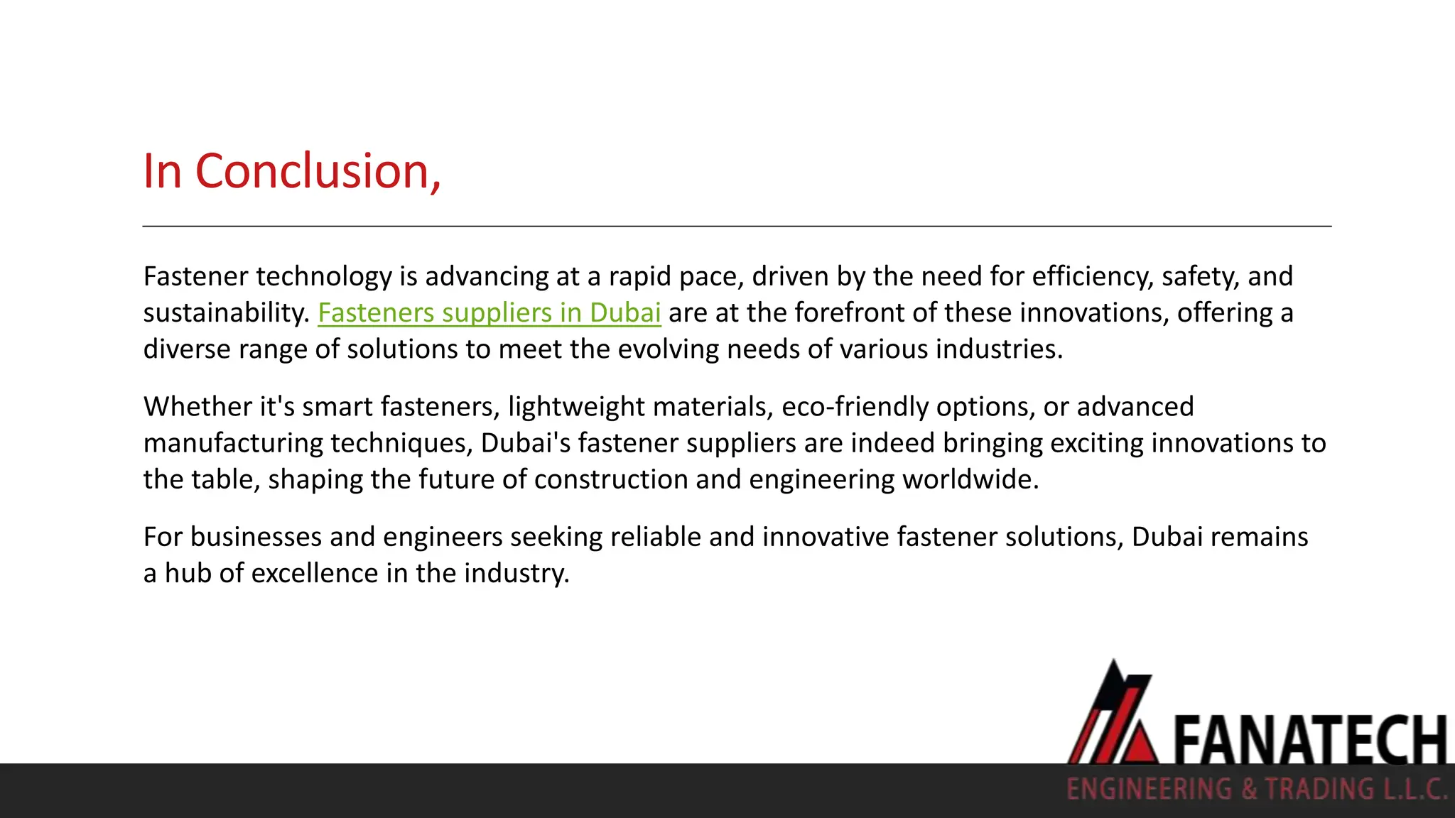 Fastener Evolution: Innovations Driving Efficiency in Dubai's ...