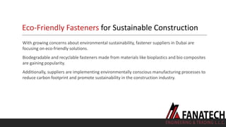 Fastener Evolution: Innovations Driving Efficiency in Dubai's ...
