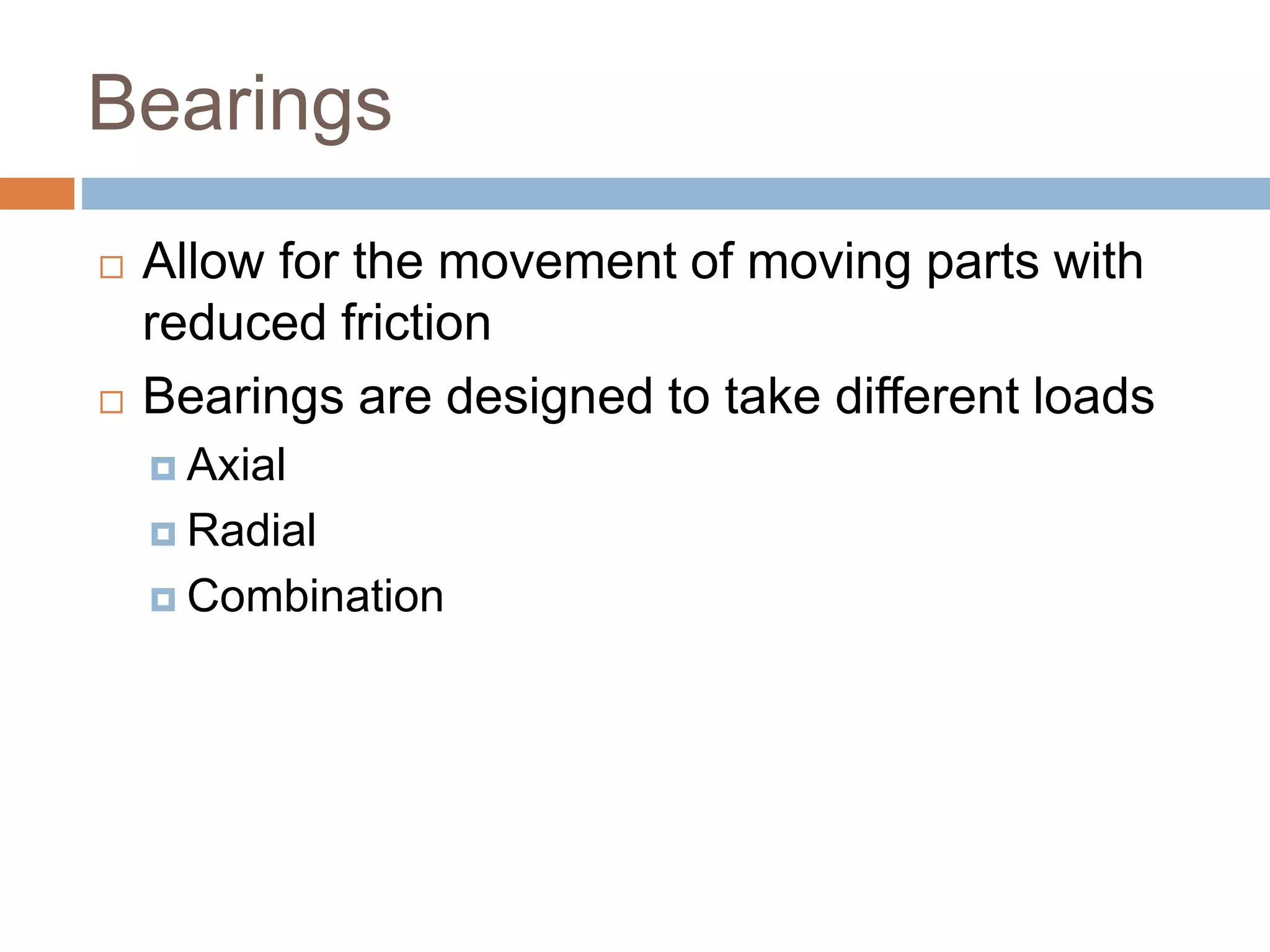 Fasteners, gaskets and bearings | PPTX