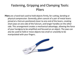 Fastening, gripping and clamping tools | PPTX
