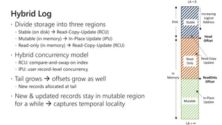 FASTER Key-Value Store and Log | PPT
