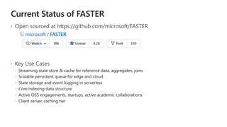 FASTER Key-Value Store and Log | PPTX | Databases | Computer Software and Applications