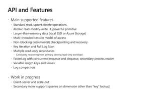 FASTER Key-Value Store and Log | PPTX | Databases | Computer Software and Applications