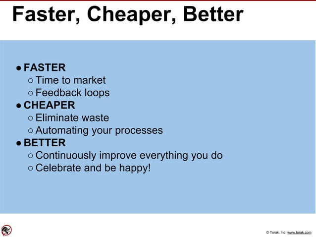 Faster Cheaper Better the Agile / Lean Way | PPT