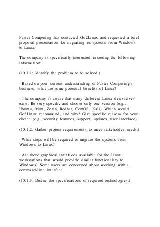 Faster Computing has contacted Go2Linux and requested a brief pr | DOCX