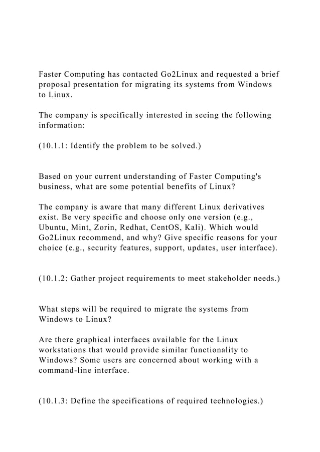 Faster Computing has contacted Go2Linux and requested a brief pr.docx