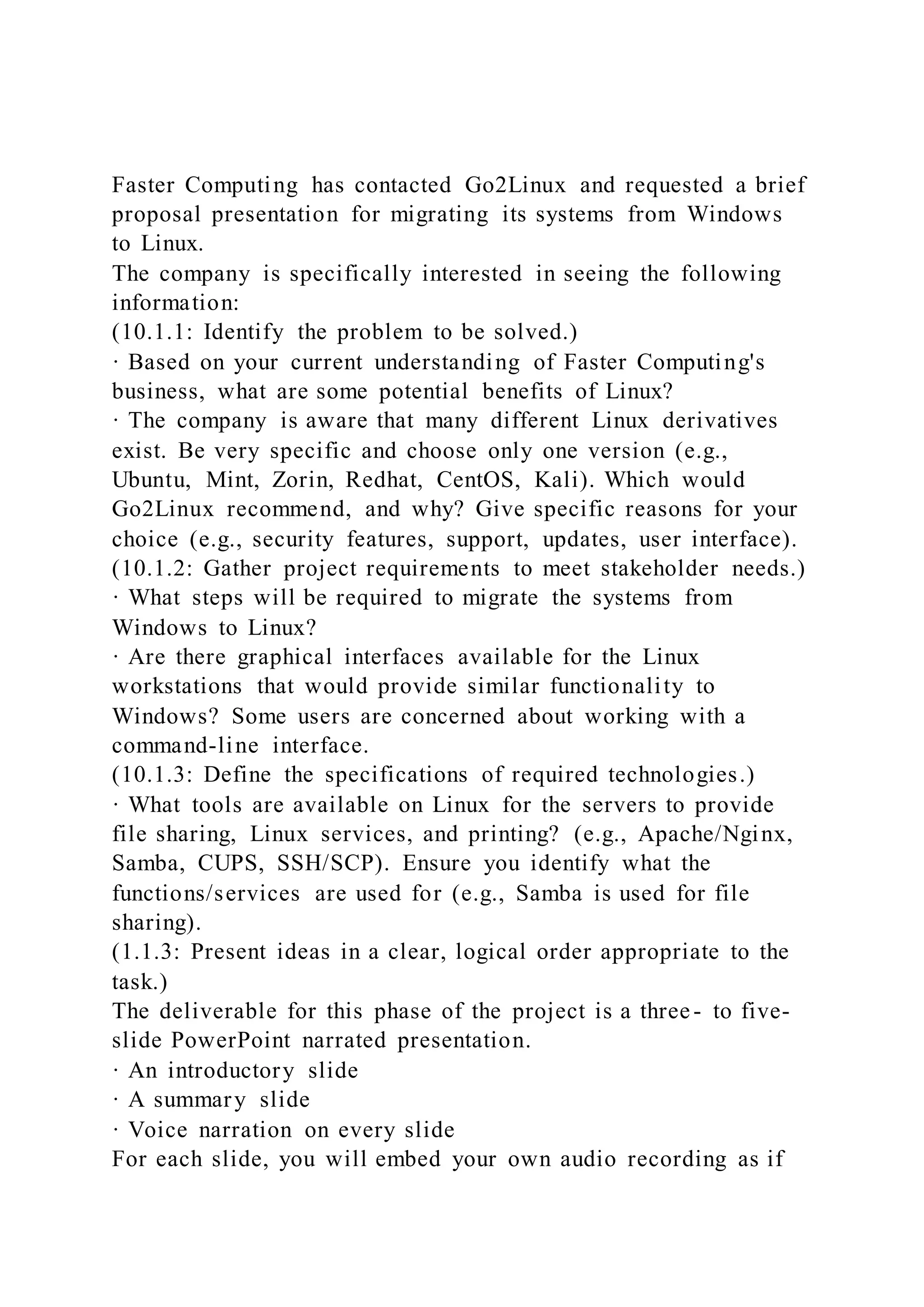 Faster Computing has contacted Go2Linux and requested a brief prop | DOCX