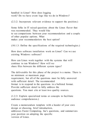 Faster Computing has contacted Go2Linux and requested a brief prop | DOCX