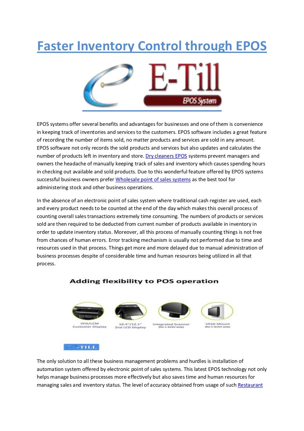 Faster inventory control through epos