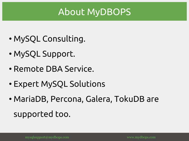 MyDUMPER : Faster logical backups and restores | PPT