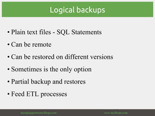 MyDUMPER : Faster logical backups and restores | PPT