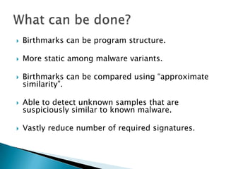 Faster, More Effective Flowgraph-based Malware Classification | PPT