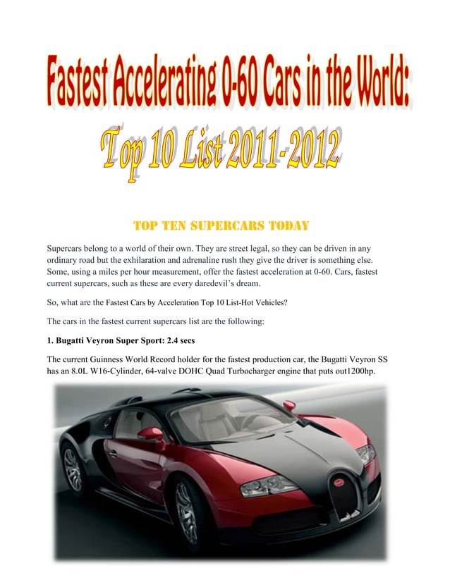 Fastest cars 2011-2012 | PDF