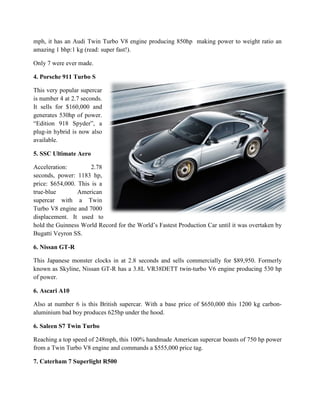 Fastest cars 2011-2012 | PDF