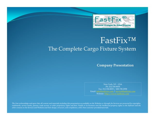 Fastfix Company Presentation | PPT