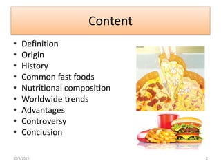 Fast food, advantages and disadvantages | PPTX