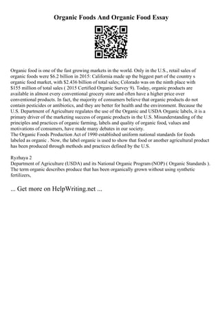 Fast Food And Healthy Food Comparison Essay | PDF