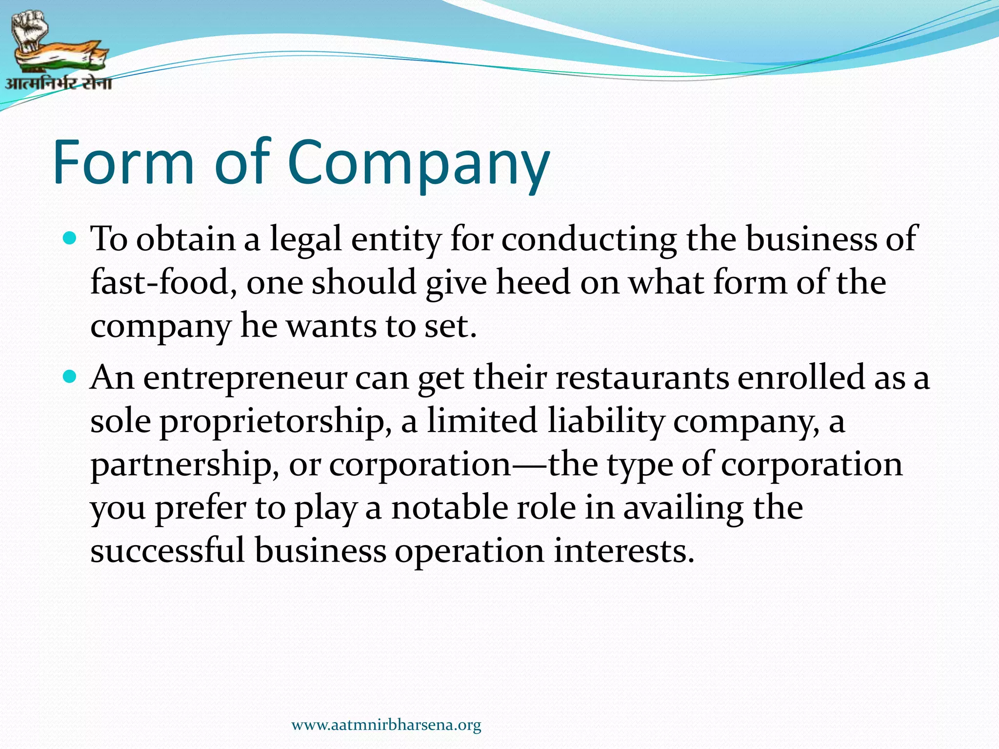 Fast food business in India | Aatmnirbhar Sena | PPTX