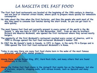 Fast food by elena pastore | PPTX