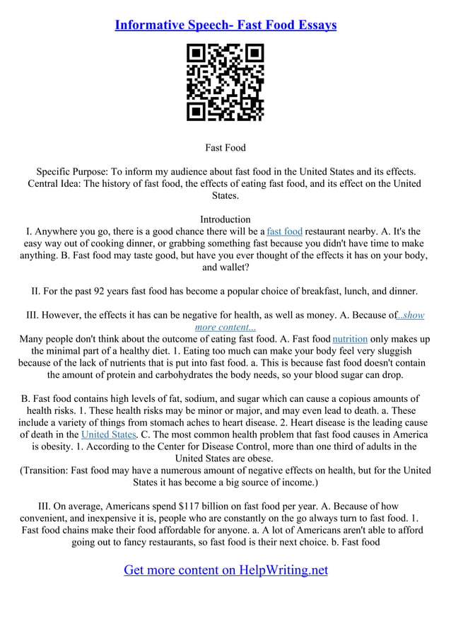 Fast Food Essay | PDF