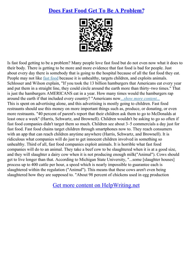 Fast Food Essays | PDF