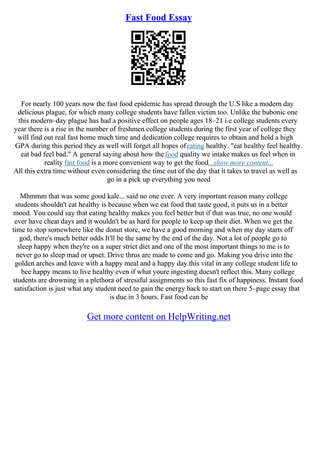 Fast Food Essays | PDF