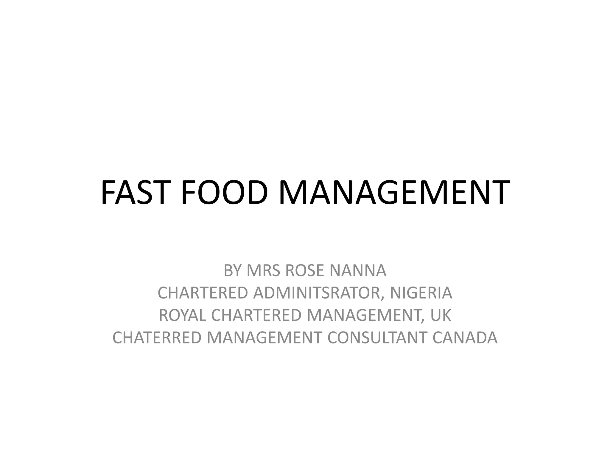 Fast food management | PPTX