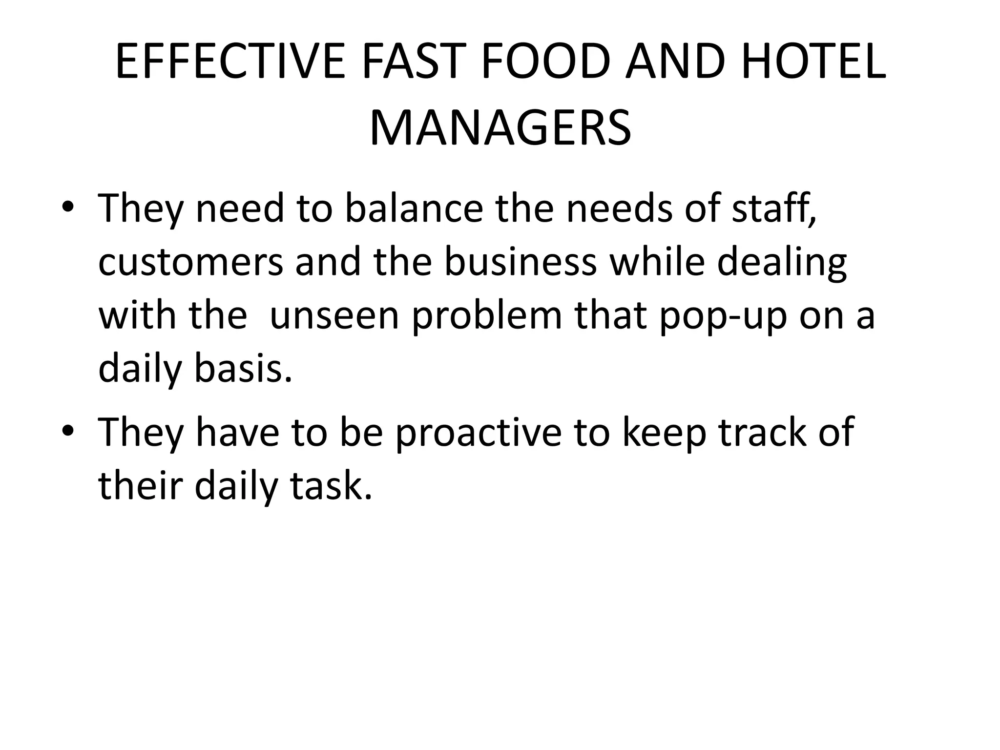 Fast food management | PPTX