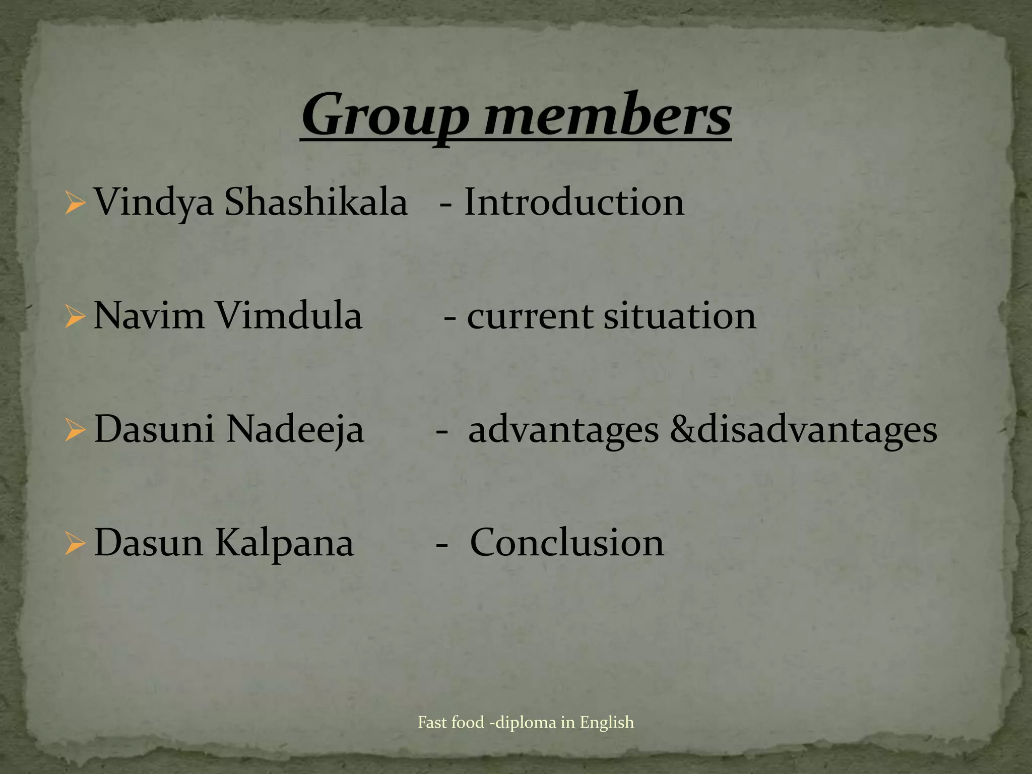 Fast food presentation | PPTX