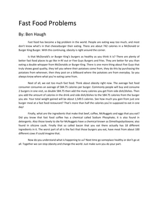 Fast food problems | DOCX