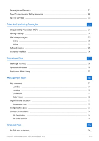 fast food restaurant business plan example | PDF