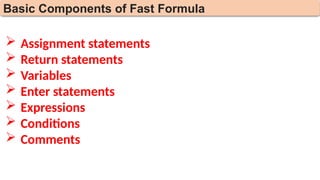 Fast Formula Component Types - Oracle EBS HCM Fast Formula | PPTX