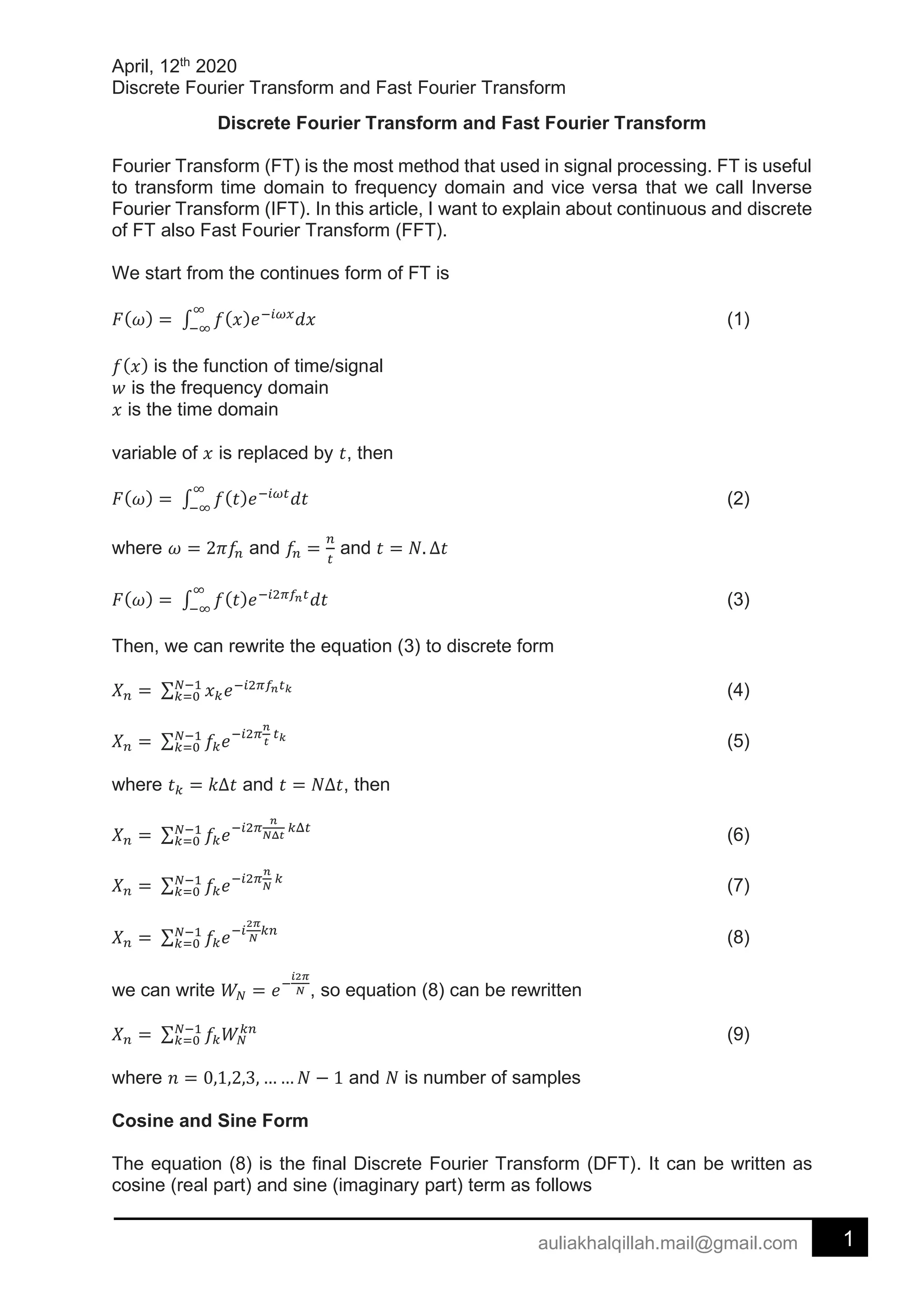 Fast fourier transform | PDF