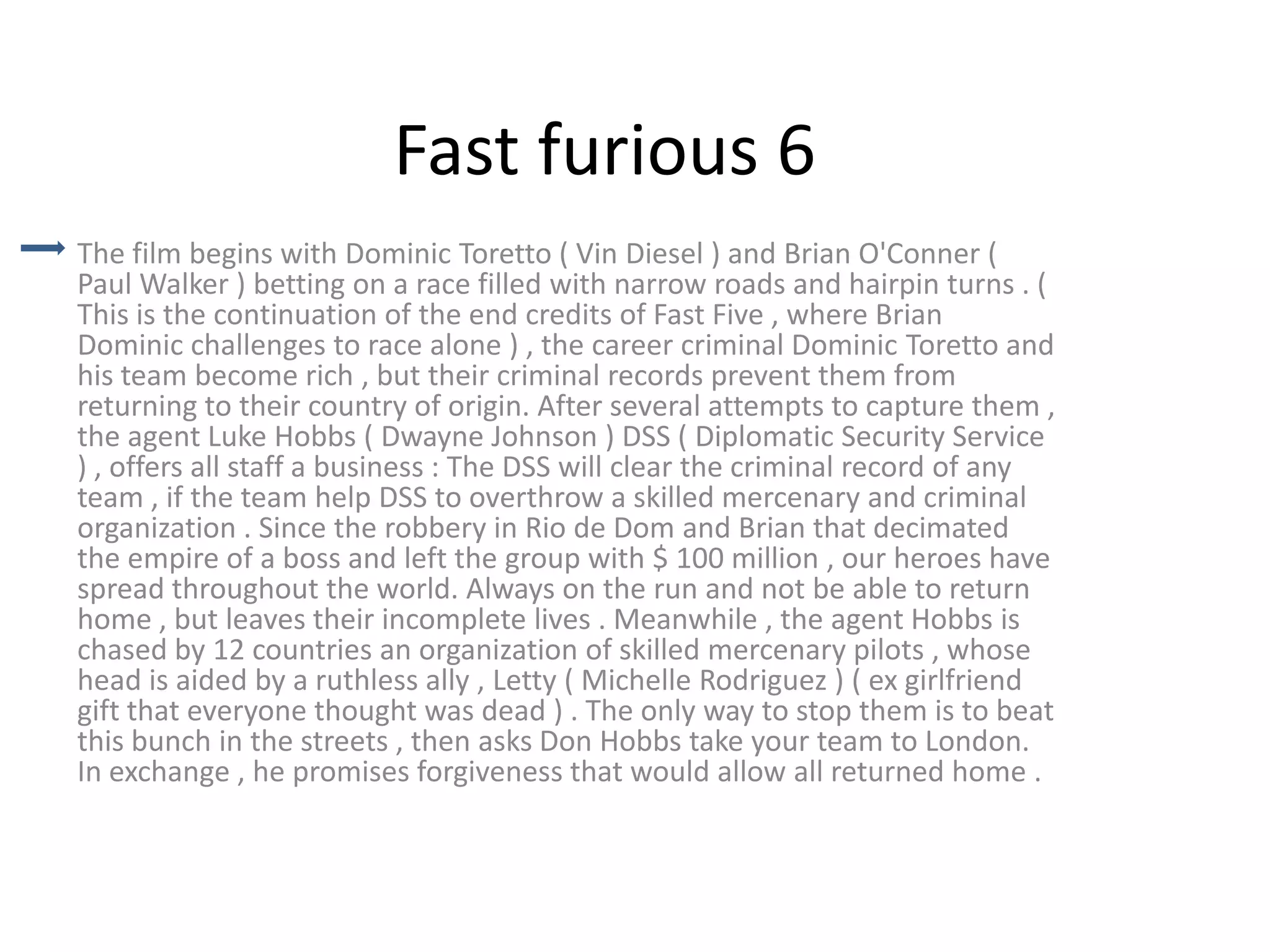 Fast furious | PPTX