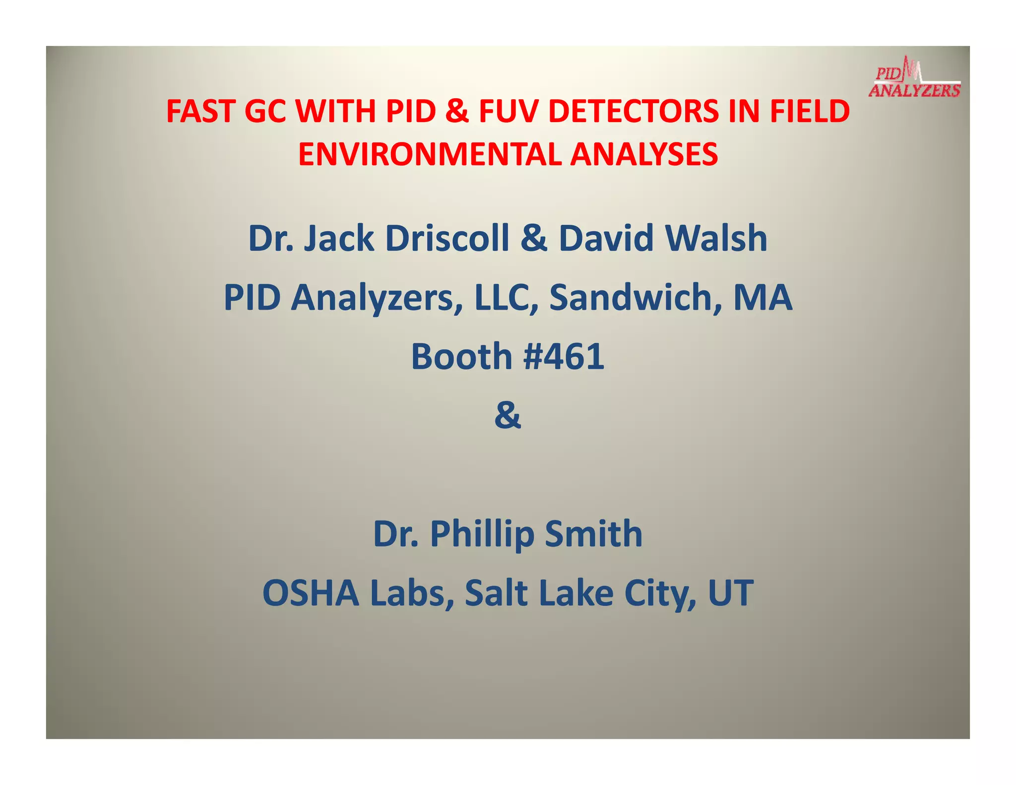 Fast gc with_pid_&_fuv_detectors_in Field_ environmental_ analysis | PDF
