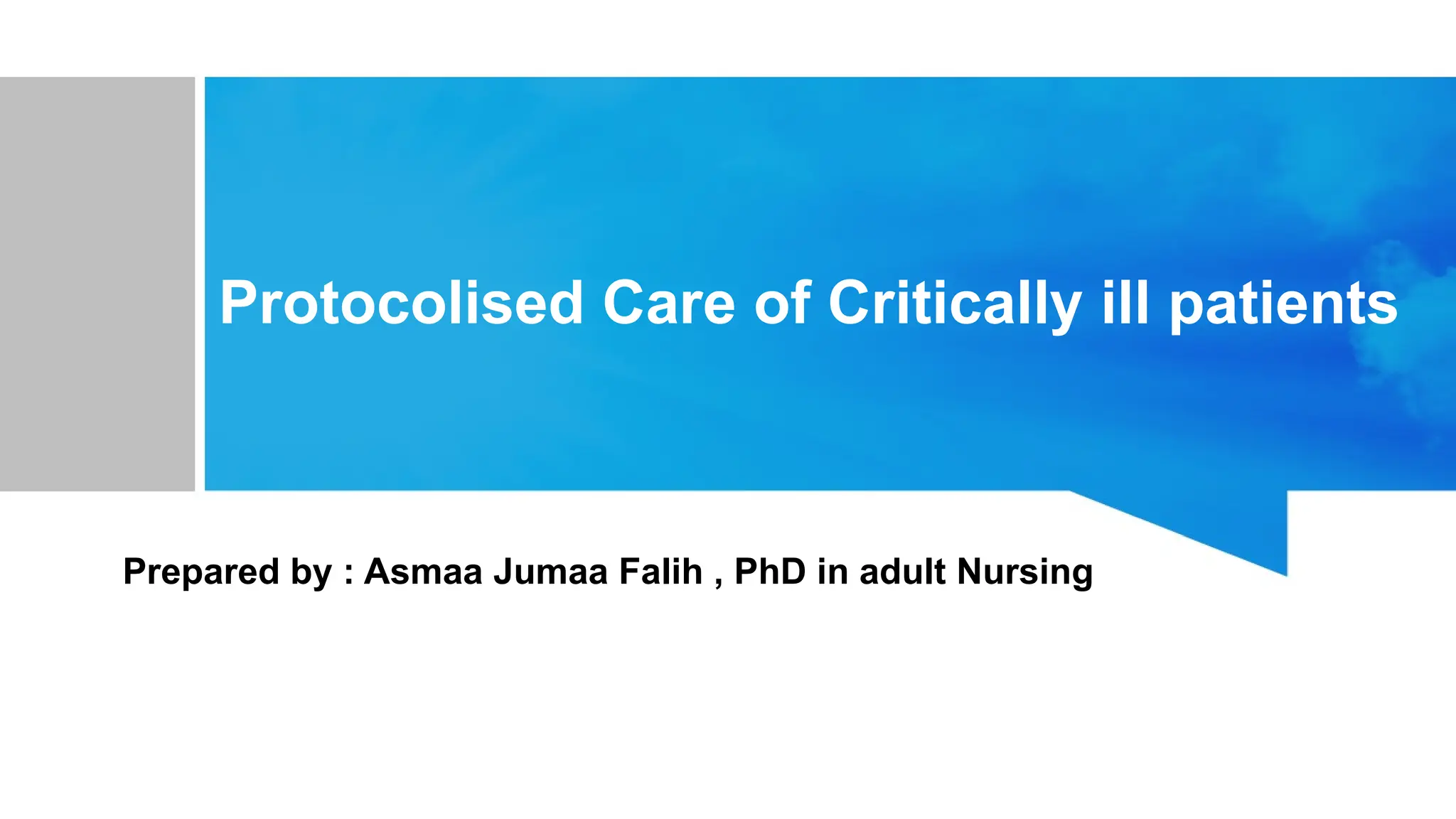 FAST HUG in ICU care of unconscious patients | PPTX