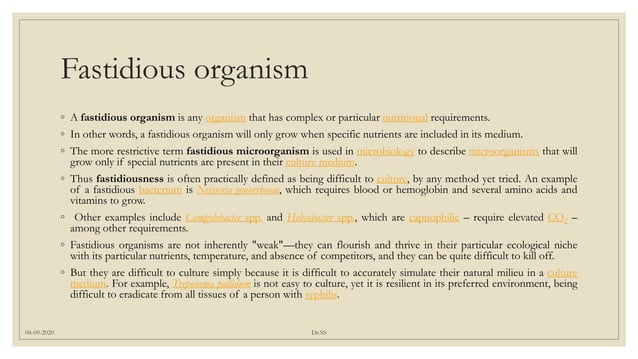 Fastidious microorganisms and safety precautions in microbiology lab | PPTX