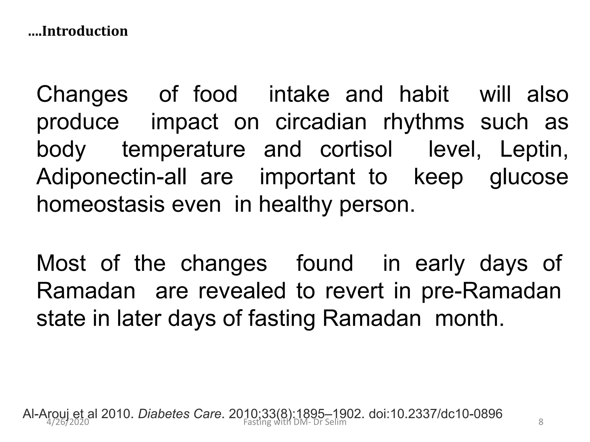 Diabetes Management during Ramadan by Dr Selim | PPTX