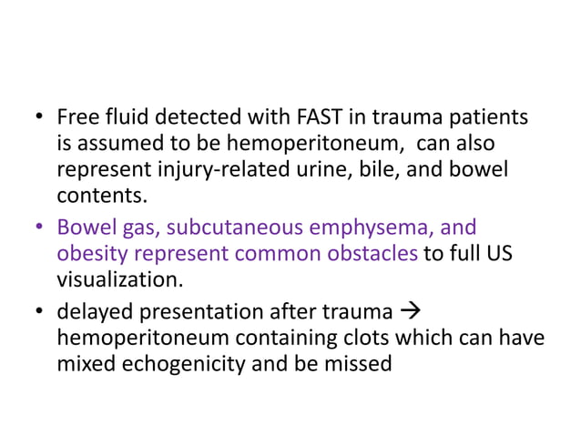 Focused Assessment with Sonography in Trauma (FAST) in 2017 | PPTX