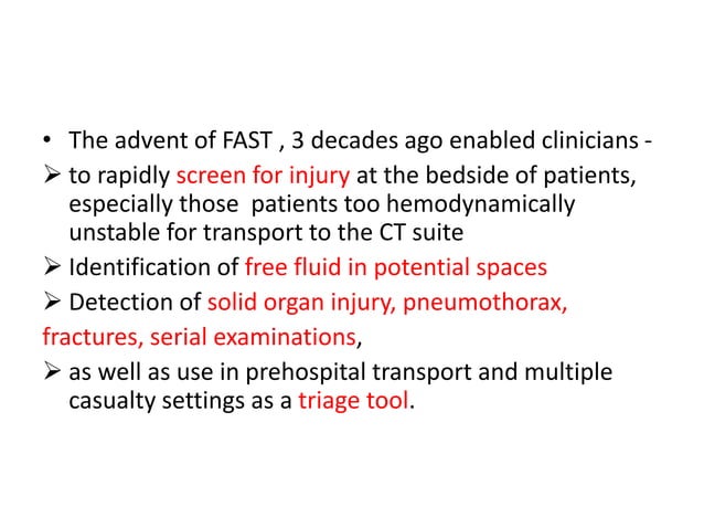 Focused Assessment with Sonography in Trauma (FAST) in 2017 | PPTX