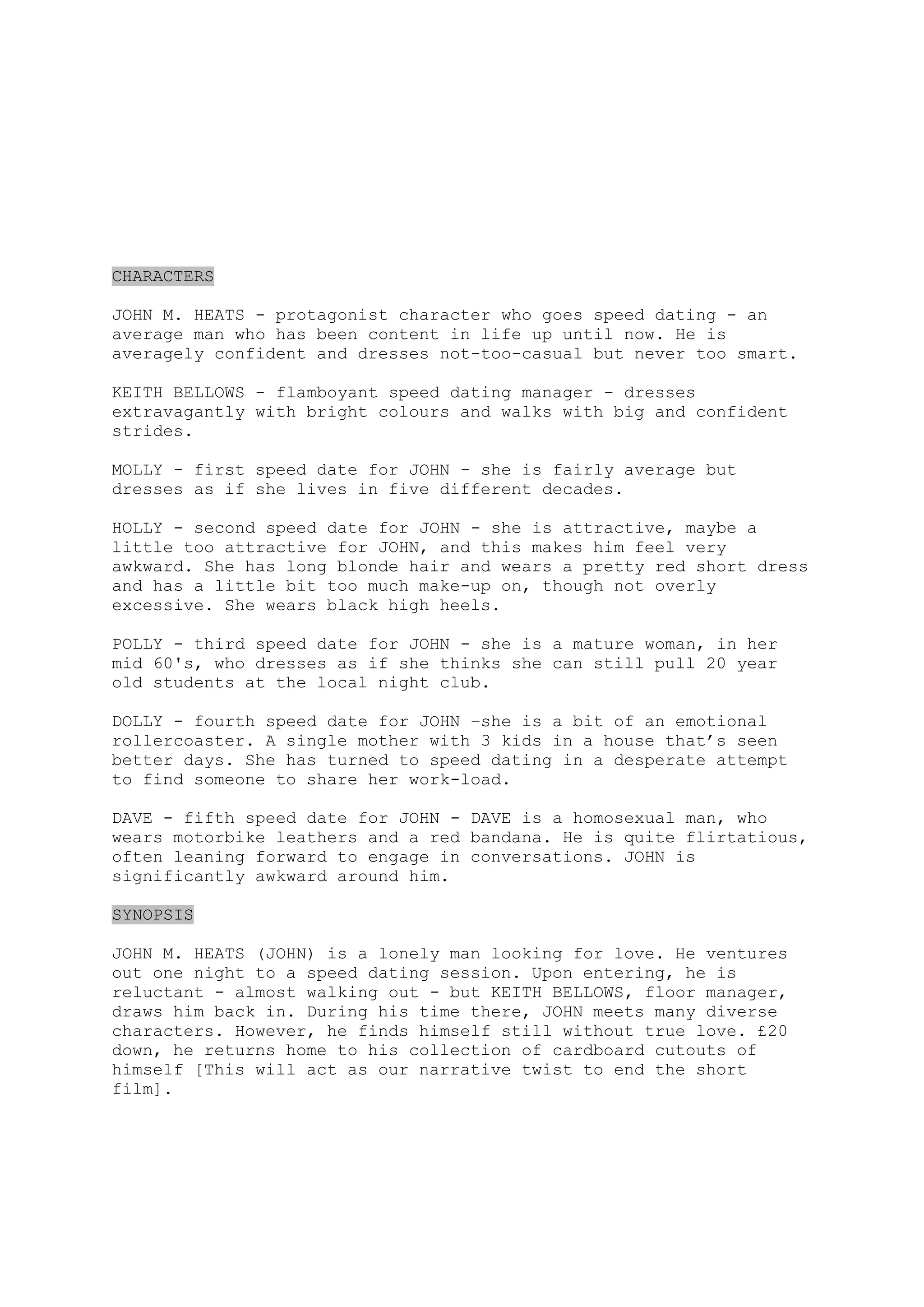 FAST LOVE (Assenav Productions 2013/14) Short Film Script | PDF