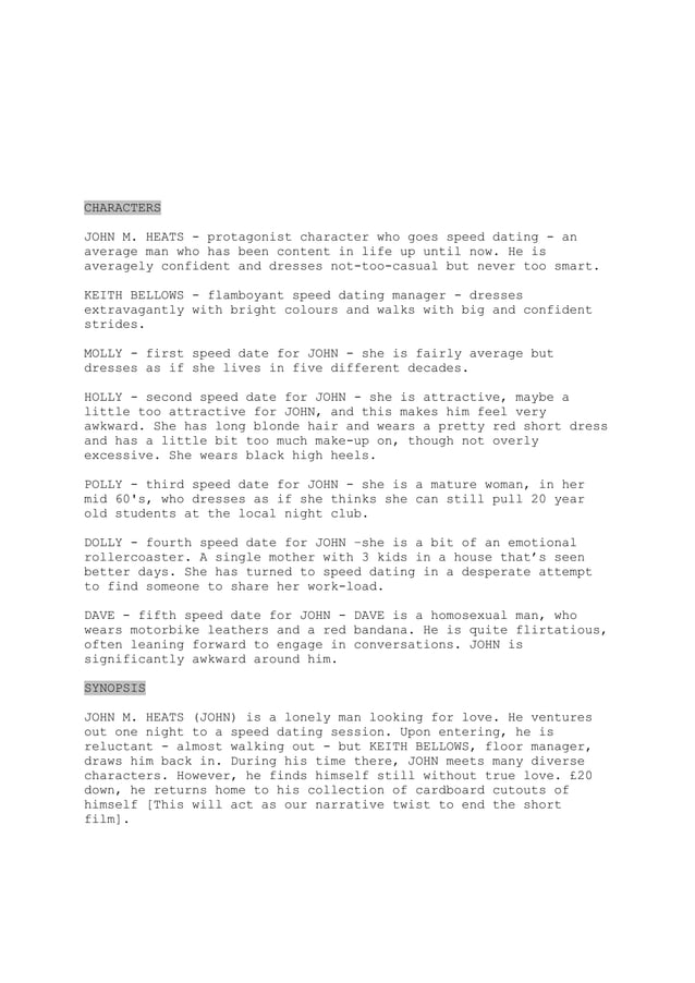 FAST LOVE (Assenav Productions 2013/14) Short Film Script | PDF