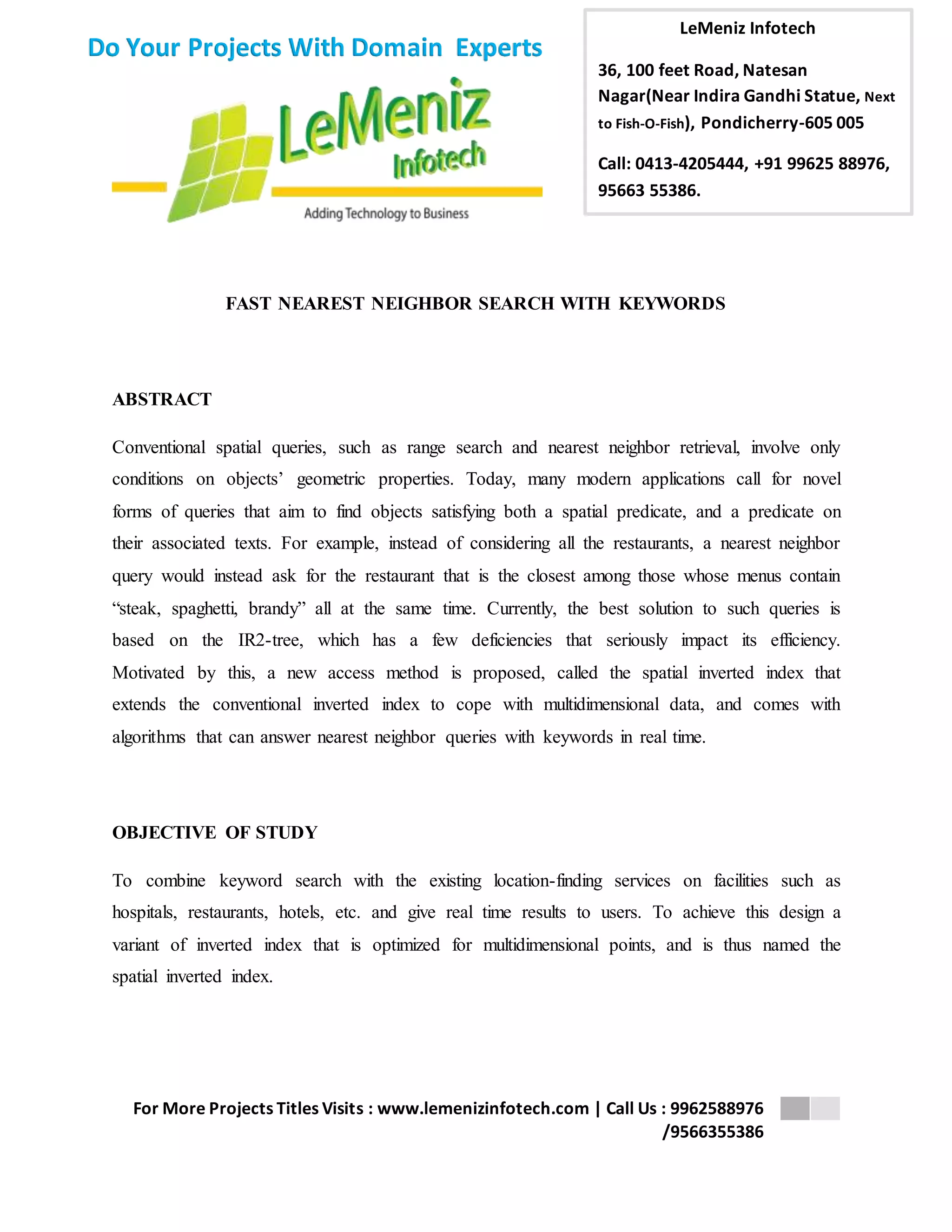 Fast nearest neighbor search with keywords | DOCX