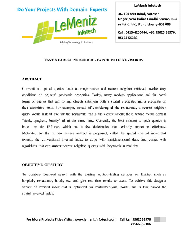 Fast nearest neighbor search with keywords | DOCX