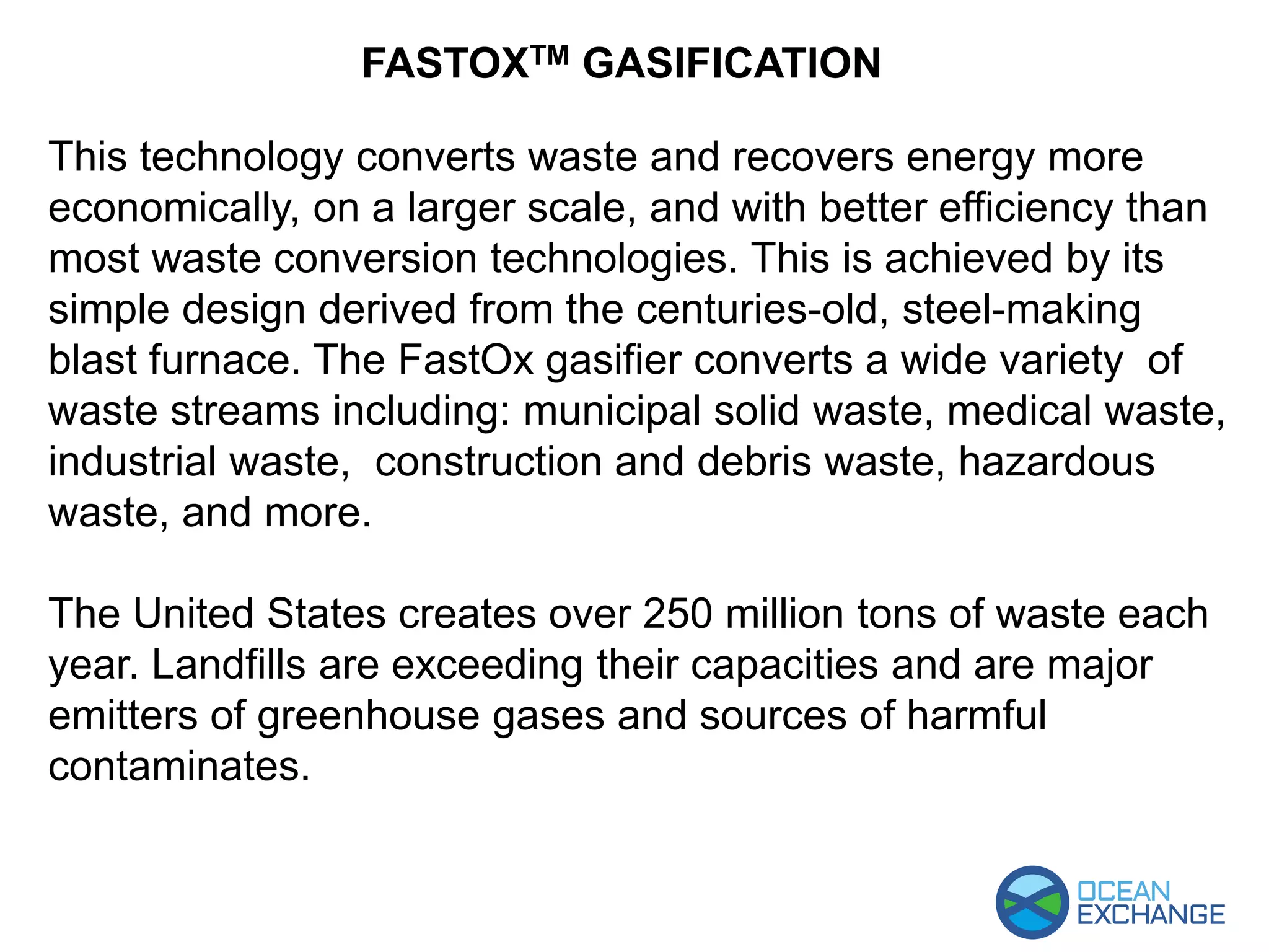 FastOX Gasification | PPTX | Environmental Services Industry | Industries